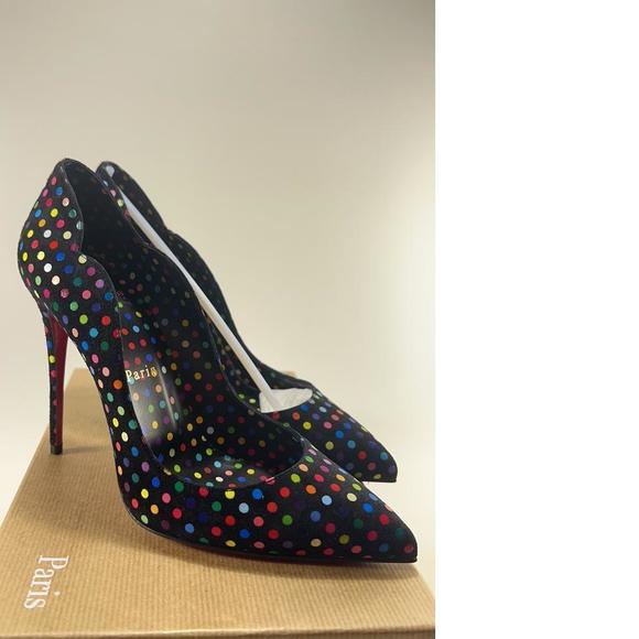 Christian Louboutin | Shoes | Polka Dot 0mm Black Rainbow Multi Hot ...